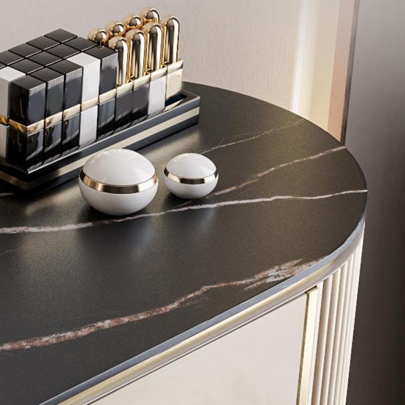 2 Storage Drawers Vanity Table Modern Stone Dressing Table with Mirror ...