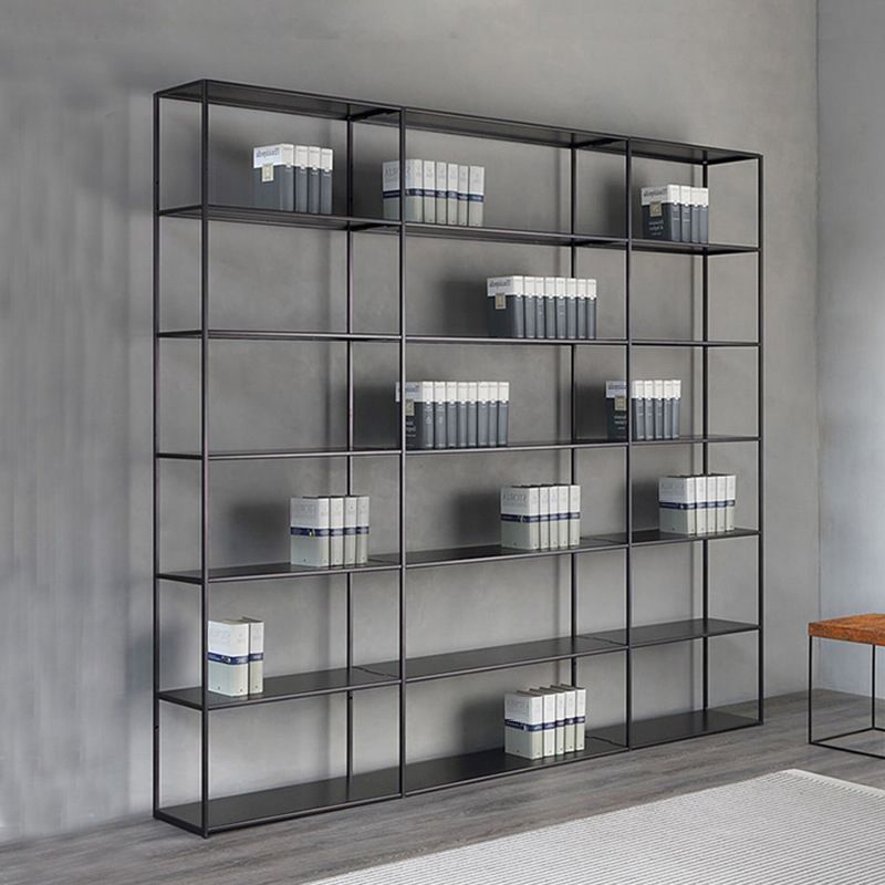 Contemporary Metal Book Shelf Black Etagere Shelf Bookcase for Study ...