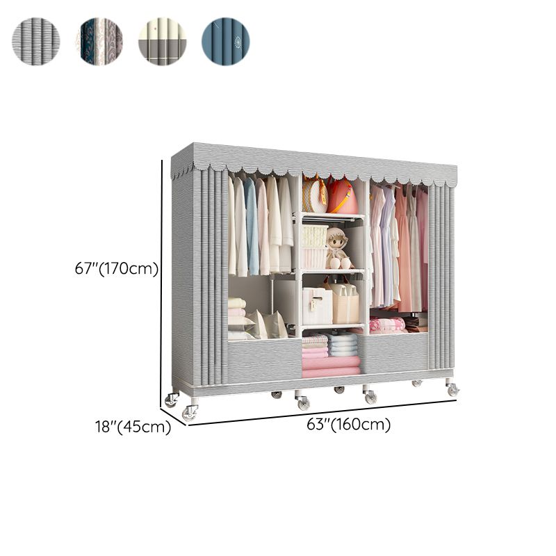 Steel Wardrobe Closet with Garment Rod Modern Wardrobe Armoire - Clearhalo