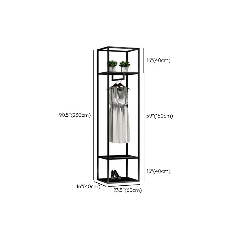 Industrial Style Coat Hanger Iron Coat Rack with Storage Shelving ...