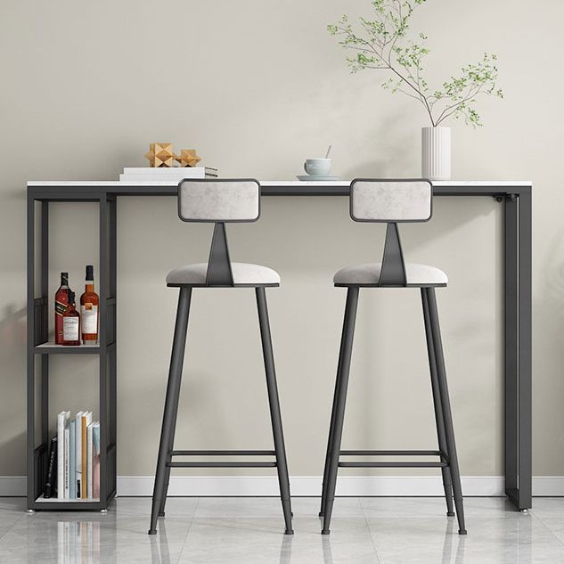 Contemporary Bar Table Stone Bistro Bar Desk with Double Pedestal ...