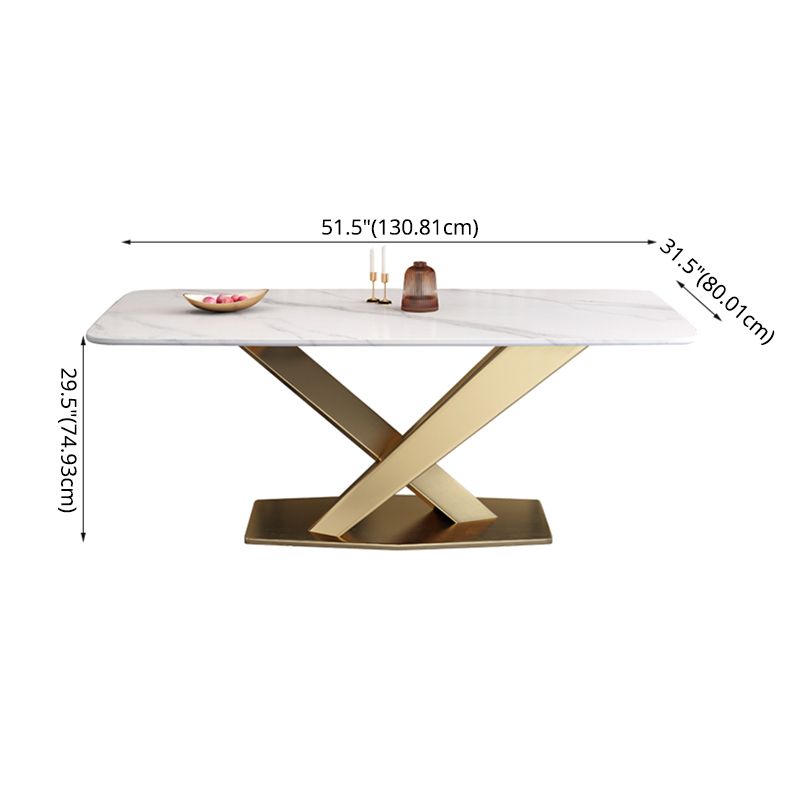 Glam Style Standard Sintered Stone Top Dining Room Set of Rectangle ...