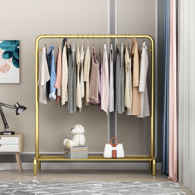 Glam Hall Stand Metal Hanging Rail and Lower Shelf Entryway Kit - Clearhalo