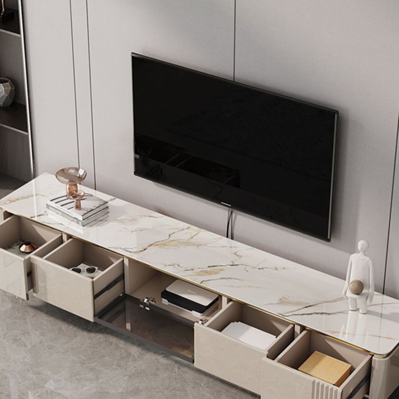 Contemporary Media Console Stone TV Media Console with 4 Drawers ...