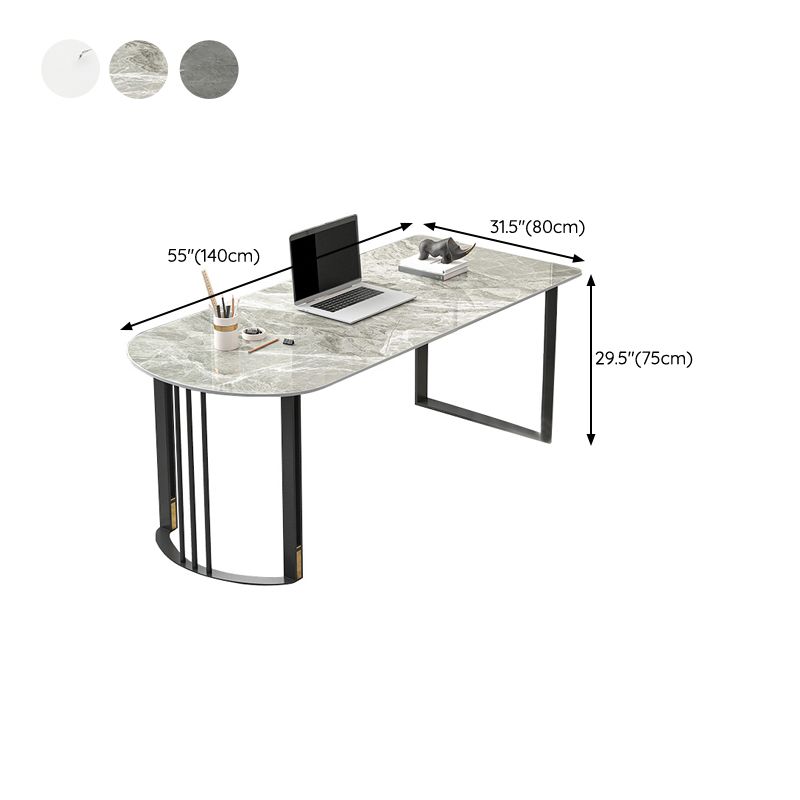 Contemporary Stone Writing Desk Bedroom Office Desk with Black Legs ...