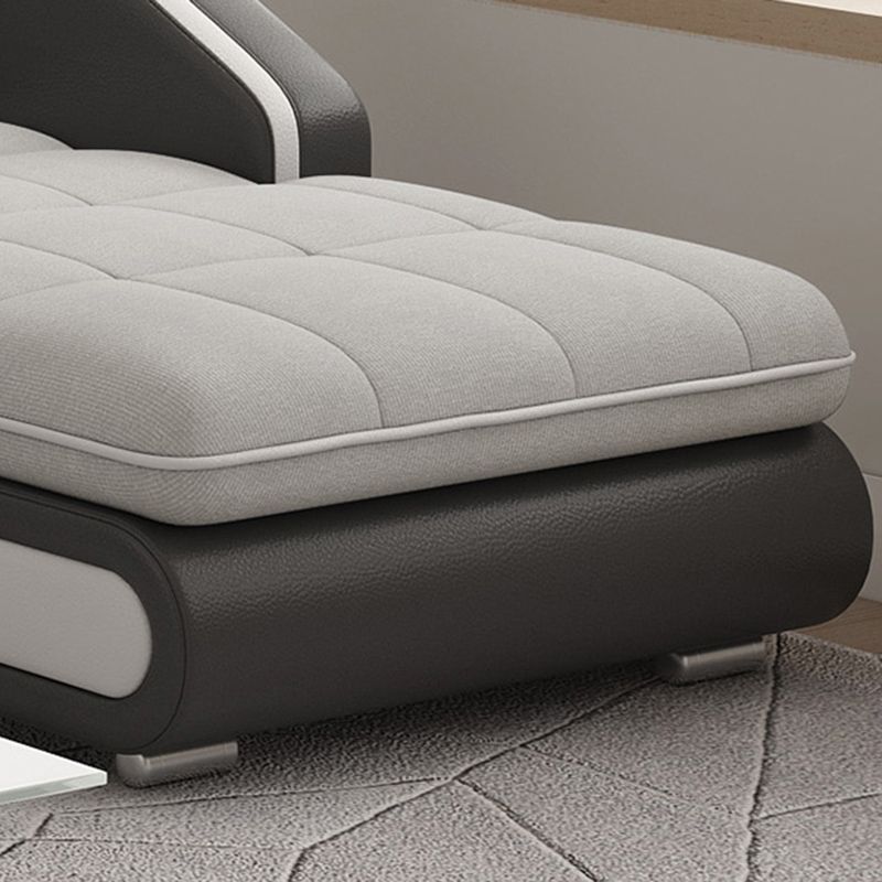 4-seater Recessed Arm Pillowed Back Cushions Sectional Sofa with Chaise ...