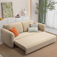 Glam Style Beige Futon Sleeper Sofa with Pillow Back and Square Arms ...