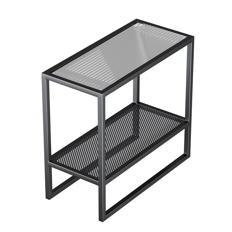 Rectangle Glass Top Side Table 21.65" Tall Metal Frame End Table with ...