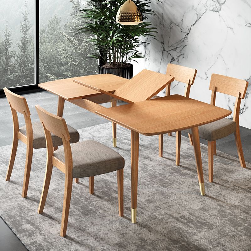 47" Extendable Beech Wood Dining Table Rectangle Kitchen Table with 4 ...