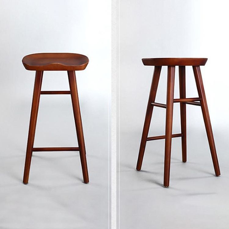 Modern Solid Wood Seat Barstool Coffee Shop Bar Stool with Pedal ...