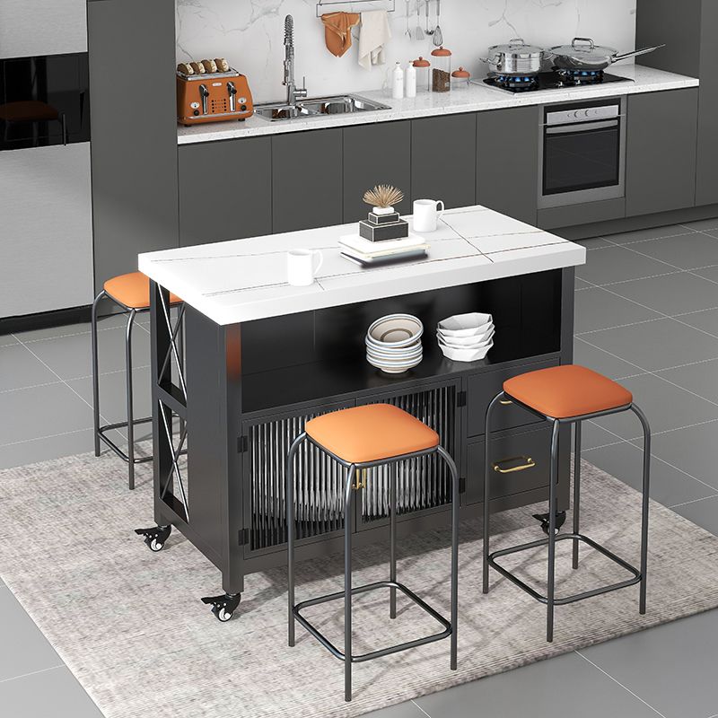 Modern Simple Dining Island Table Marble Prep Table with Drawer - Clearhalo
