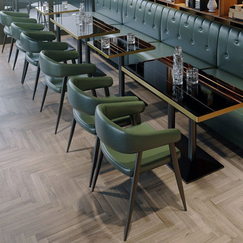 Contemporary Open Back Dining Chairs Upholstered Dining Chairs in Green ...