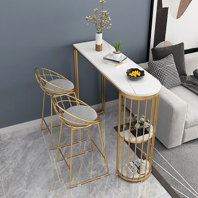 Traditional Luxury Bar Table Rectangle Bar Table with Sled Base - Clearhalo