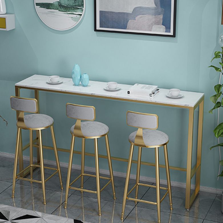 Rectangular Marble Top Bar Table Modern Bistro Table with Trestle Base ...