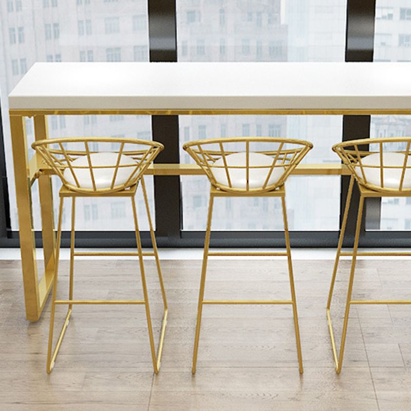 Rectangular Bar-height Table White Wood Top Pub Table with Metal Base ...