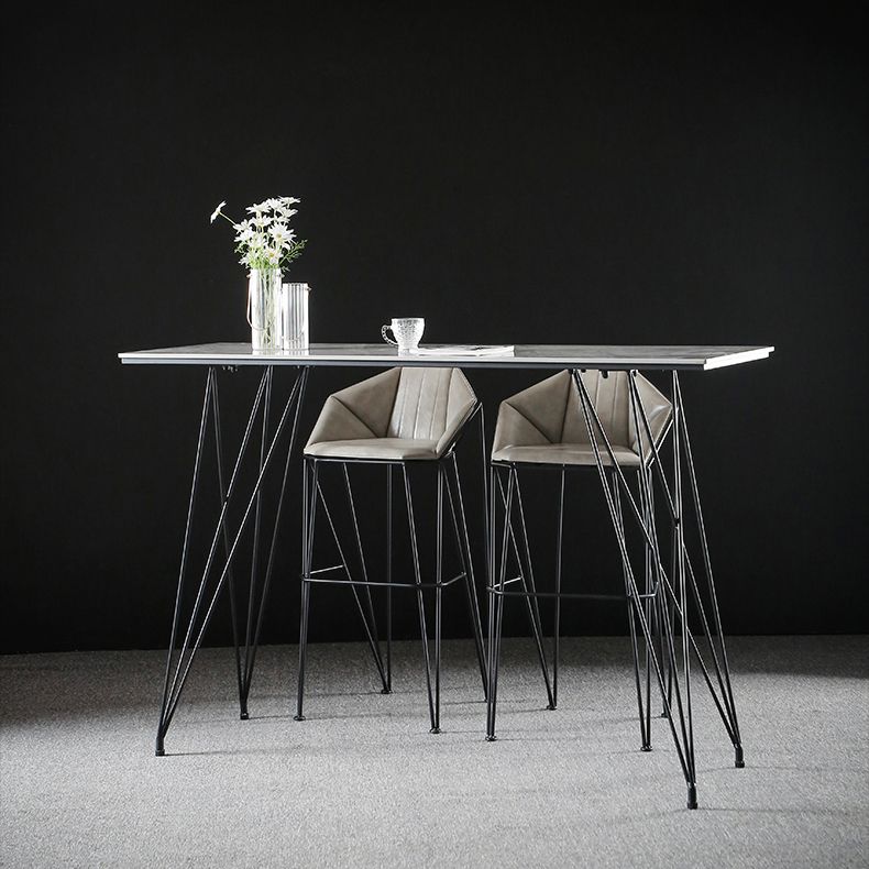 Modern Bar Table Set 1/2/3 Pieces Rectangle Stone Counter Table with ...