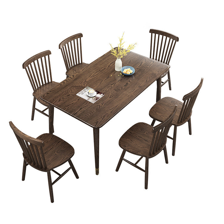 Traditional Solid Wood Dining Room Set with Rectangle Table Home Dining ...