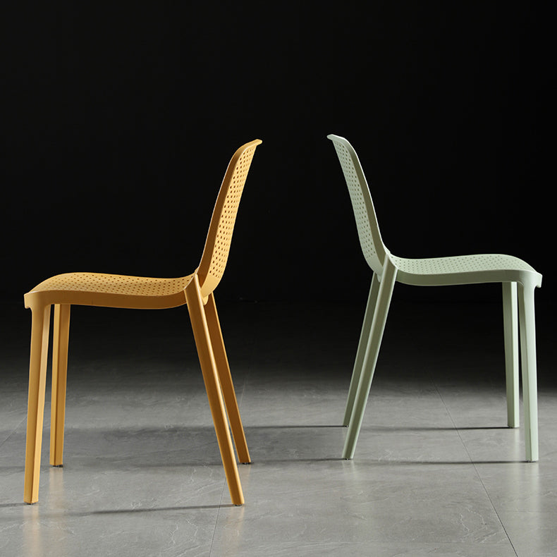 Home Contemporary Side Chair Solid Back Plastic Stackable Dining Room ...