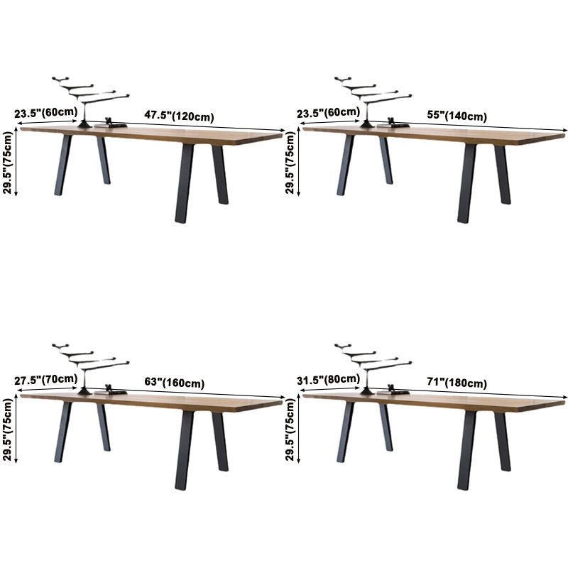Rectangle 4 Legs Industrial Dining Table Wood Color Fixed Table of ...