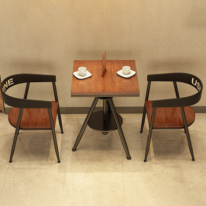 Solid Wood Industrial Dining Table Adjustable Square Table with Black ...