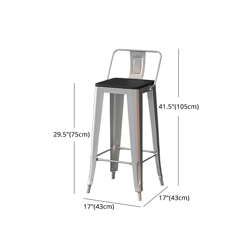Industrial Silver Counter Stools Iron Wooden Bar Stools with Square ...