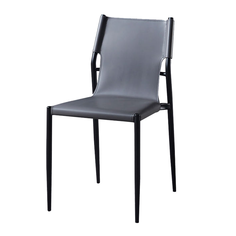 Designer Style Leather Coffee Shop Side Chair Solid Back Dining Chair ...