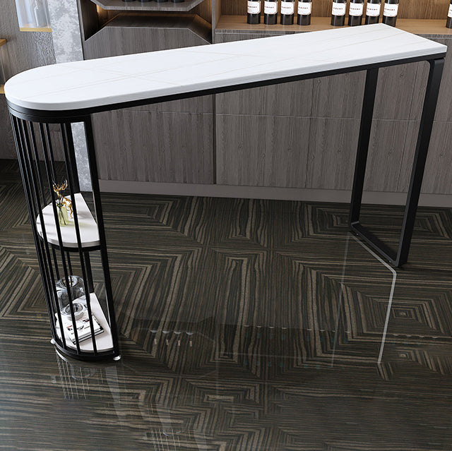 Industrial White Stone Top Counter Table 42-inch Height Table for ...