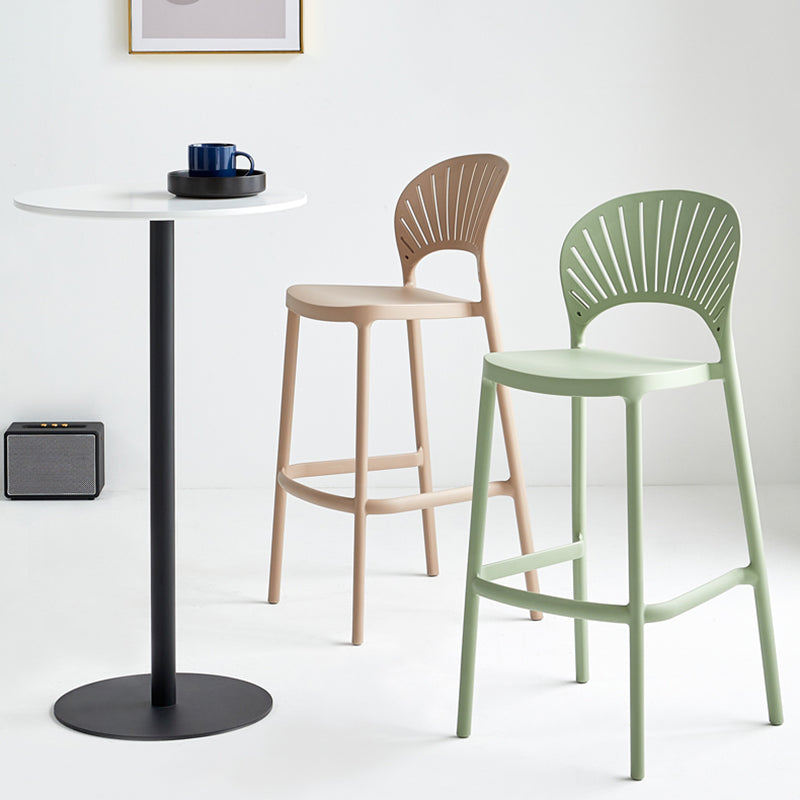 Stack-able Modern Footrest Bar Stool Low Back Plastic Rectangular ...