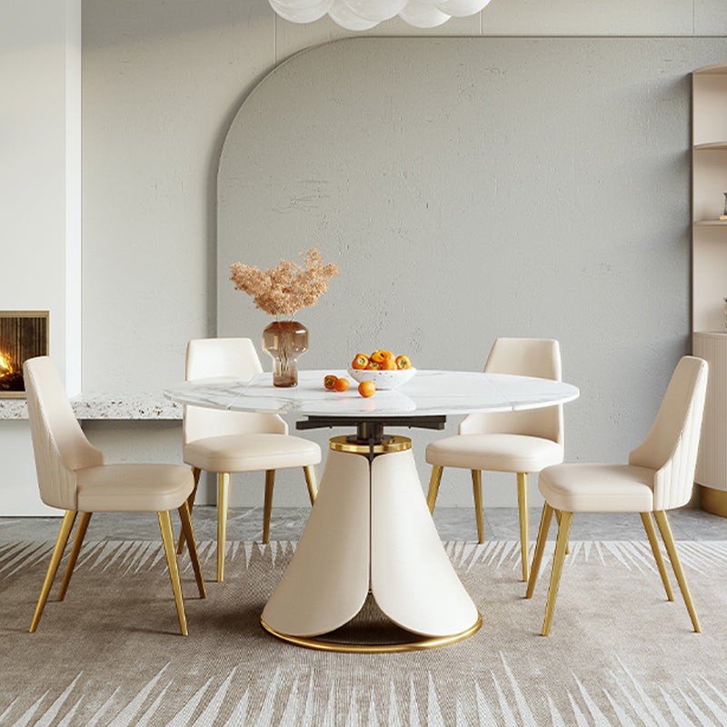 1/4/5/7 Pieces Nordic Dining Set Sintered Stone Dining set with Leather ...