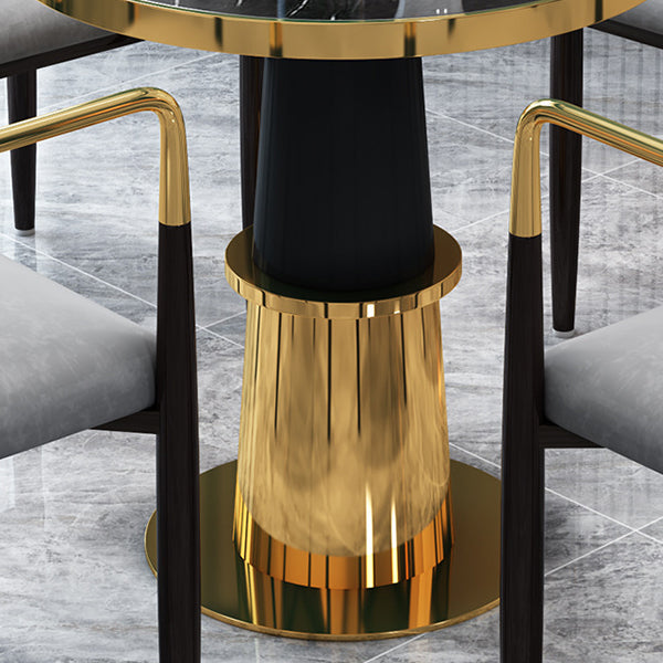 Glam 1/4/5 Pieces Dining Set Gold Base and Stone Top Table Kitchen Set ...