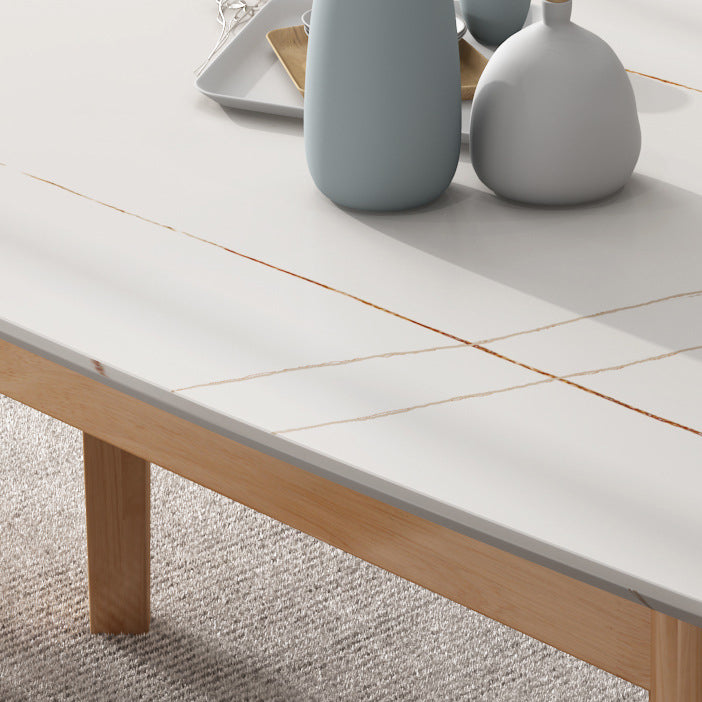 Stone Rectangle Dining Table Mid-Century Modern Dining Table with 4 ...