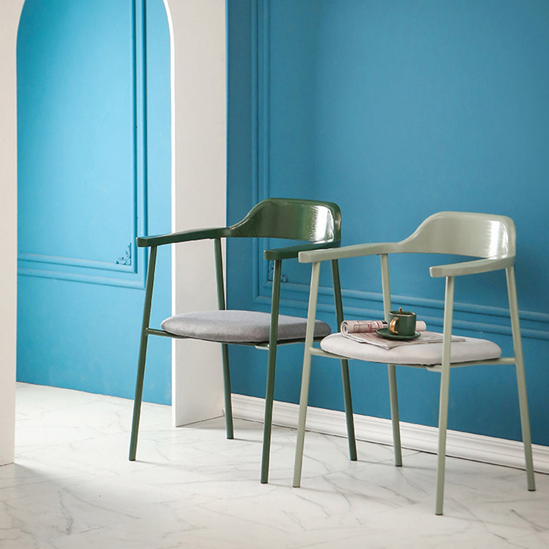 Modern Style Metal Arm Chair Open Back Dining Side Chair with Wood back ...
