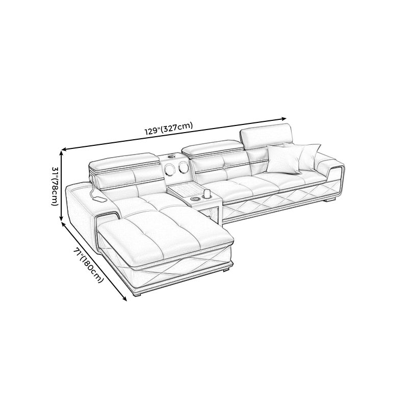 Light-grey Contemporary Sofa and Chaise L-Shape High Back Sectional ...