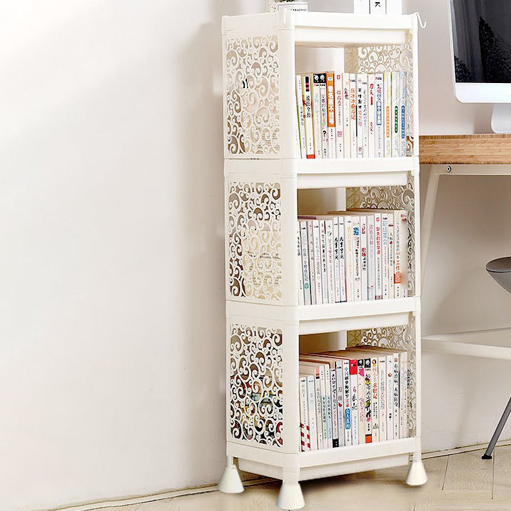 Plastic Bookcase Contemporary Style Open Back Bookshelf for Office Home ...