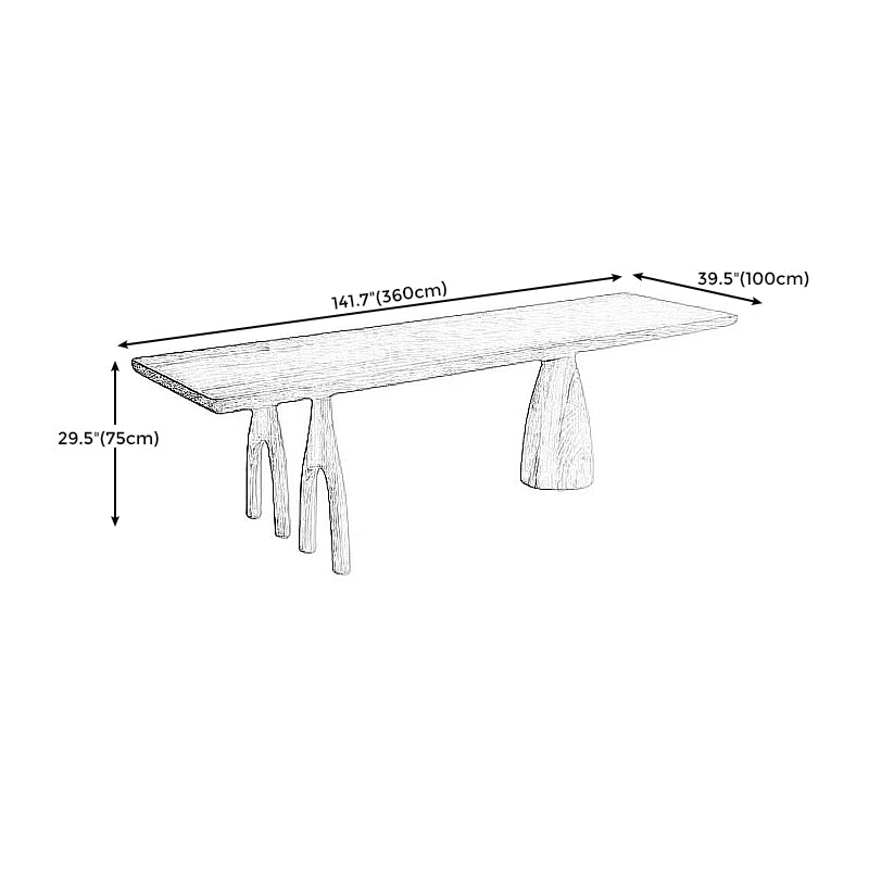 Modern Style 3 Legs Base Design Brown Pine Rectangular Coffee Table ...