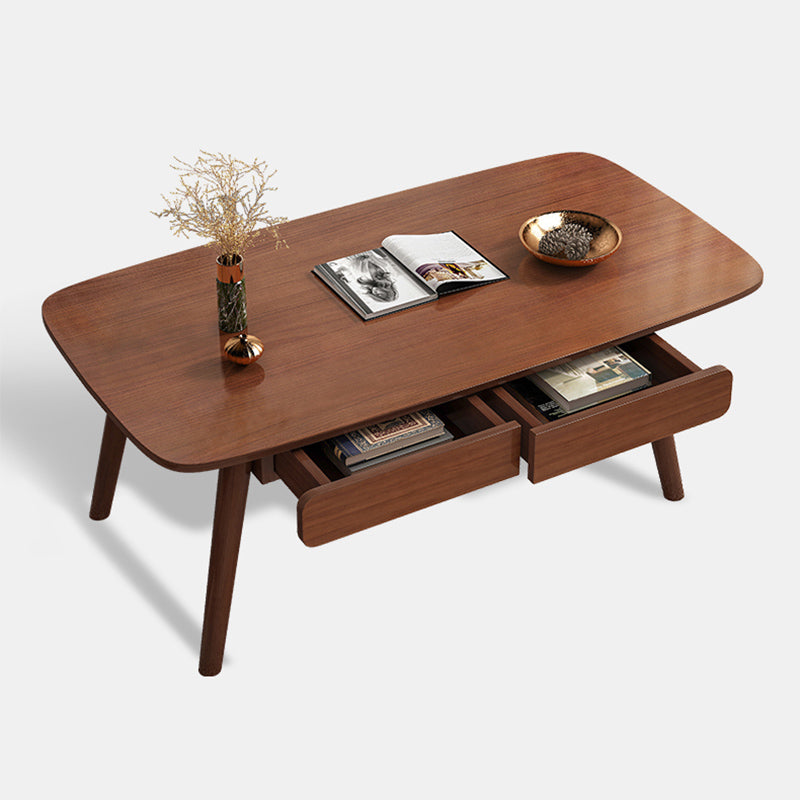 Modern Wood Texture Walnut/wood Rectangle with Drawer Coffee Table ...