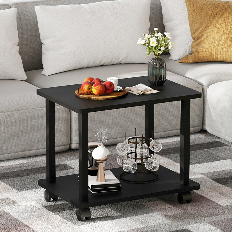 Modern 4 Legs Rectangular Coffee Table with Casters Cocktail Table in ...