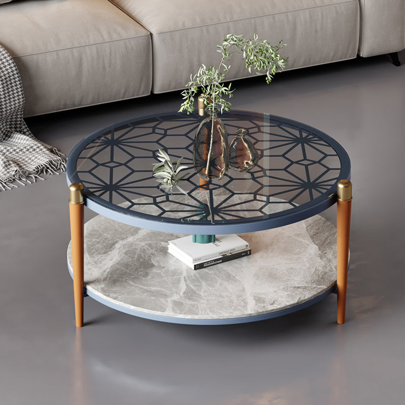 Contemporary Round Coffee Table 3 Legs Cocktail Table for Home - Clearhalo