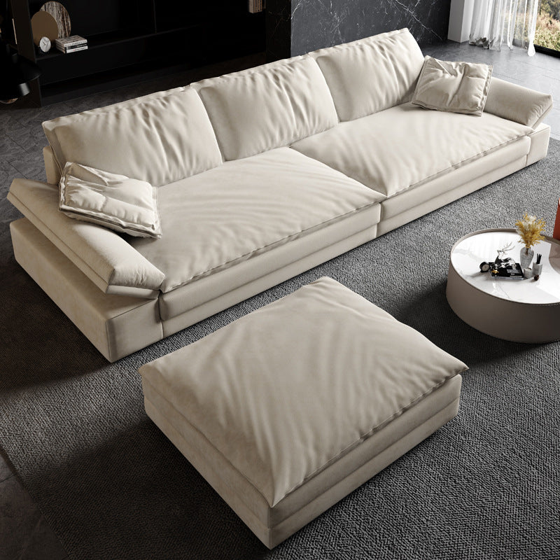 Faux Leather Loose Back Sofa White 31.5" H Pillow Top Arm Sofa& Chaise ...