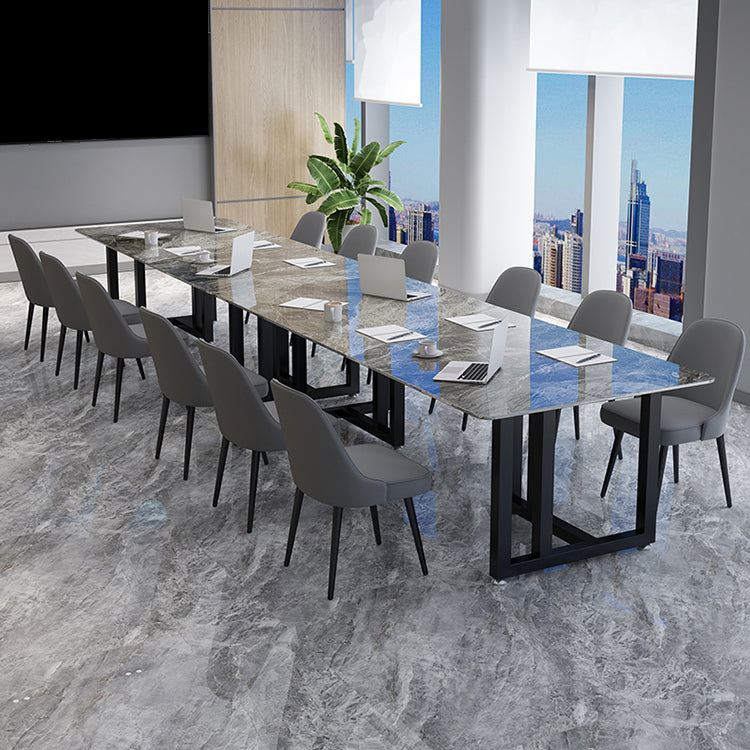 Office Study Table Curved Shaped Modern Sintered Stone Meeting Desk ...