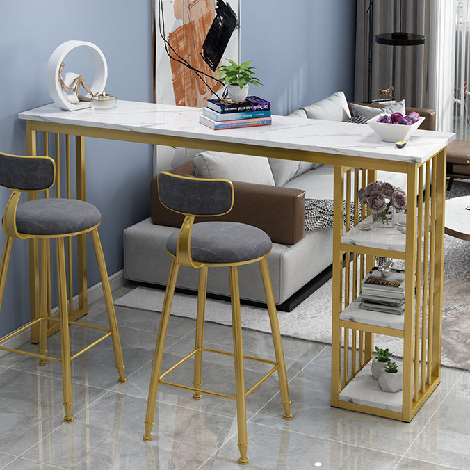 Marble Color Top Bar Table 42-inch Height Glam Style Bistro Table ...