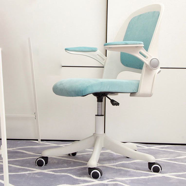 Mid Back Swivel Chair Home Padded Arms Office Chair with Wheels - Clearhalo