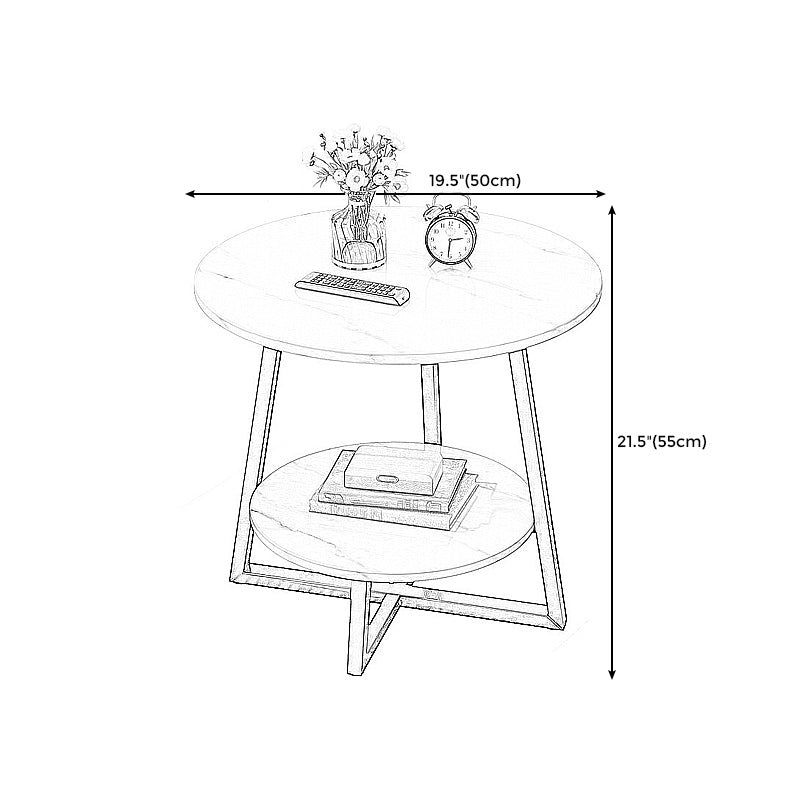 Contemporary Round End Table Cross Leg Side Table for Living Room ...