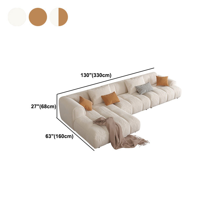 L-Shape Velvet Sectional with Recessed Arm and Pillow Back for ...