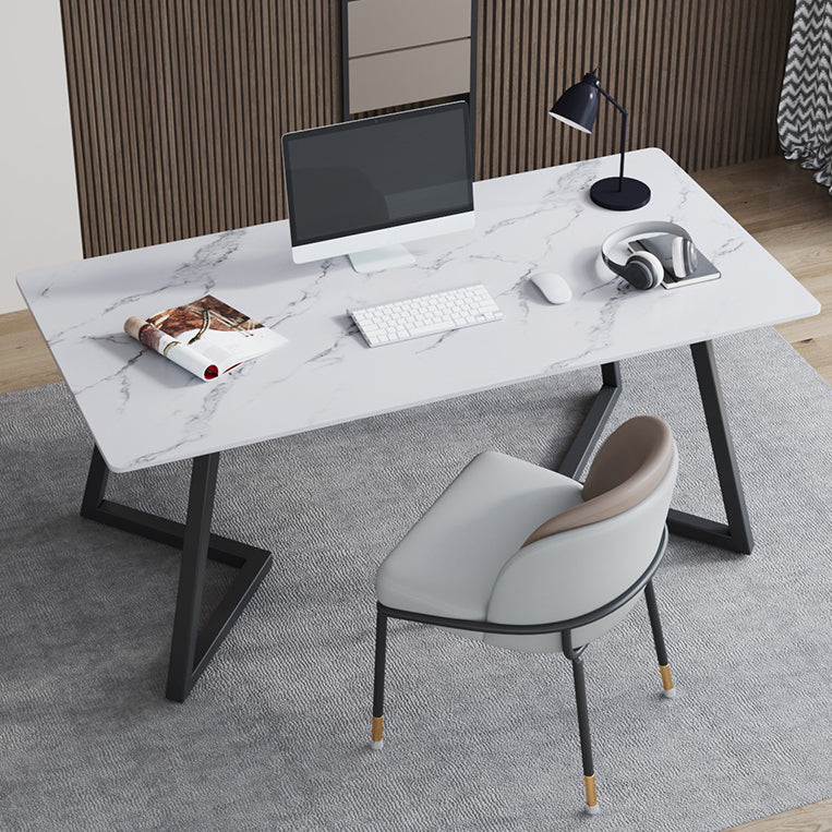 Rectangle Office Table Industrial Working Desk with Seld Base - Clearhalo