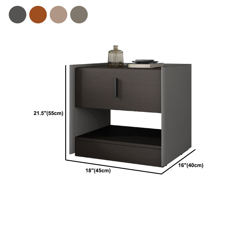 Modern Faux Leather Nightstand 1/2 - Drawer Nightstand with Open ...