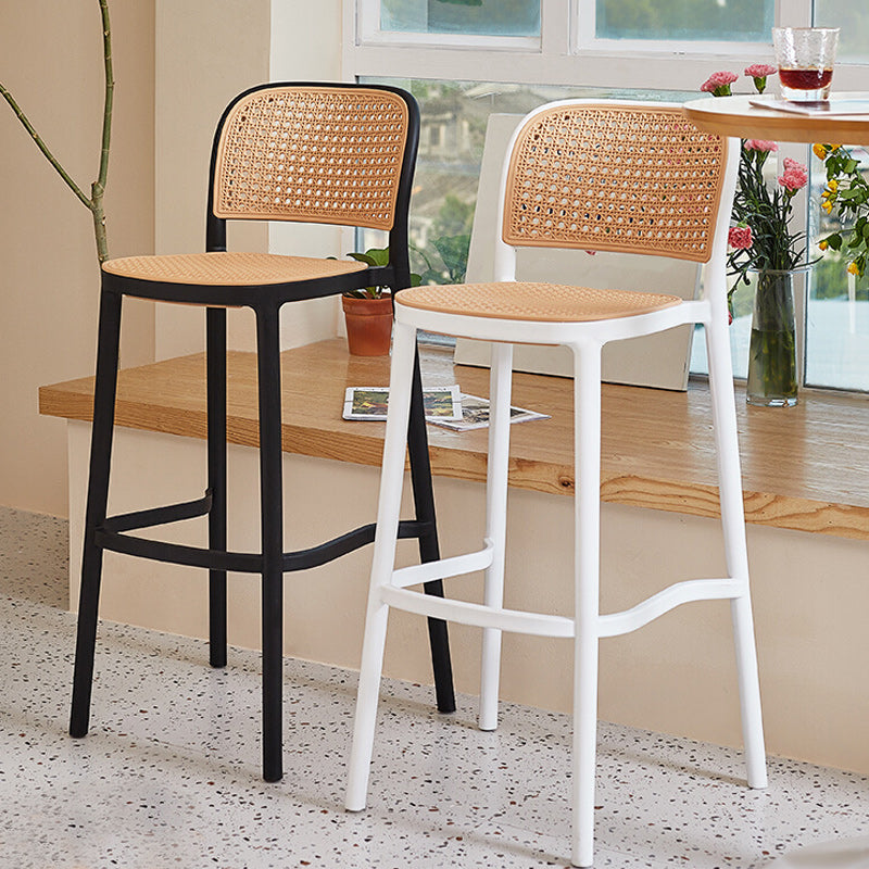 Modern Backrest Armless Counter Stool Plastic Hight Stool with 4 Legs ...