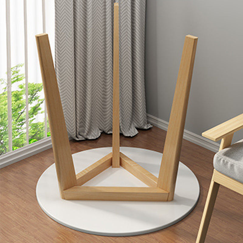Wood Living Room Side Table Round 3 Legs End Table in White/Natural ...