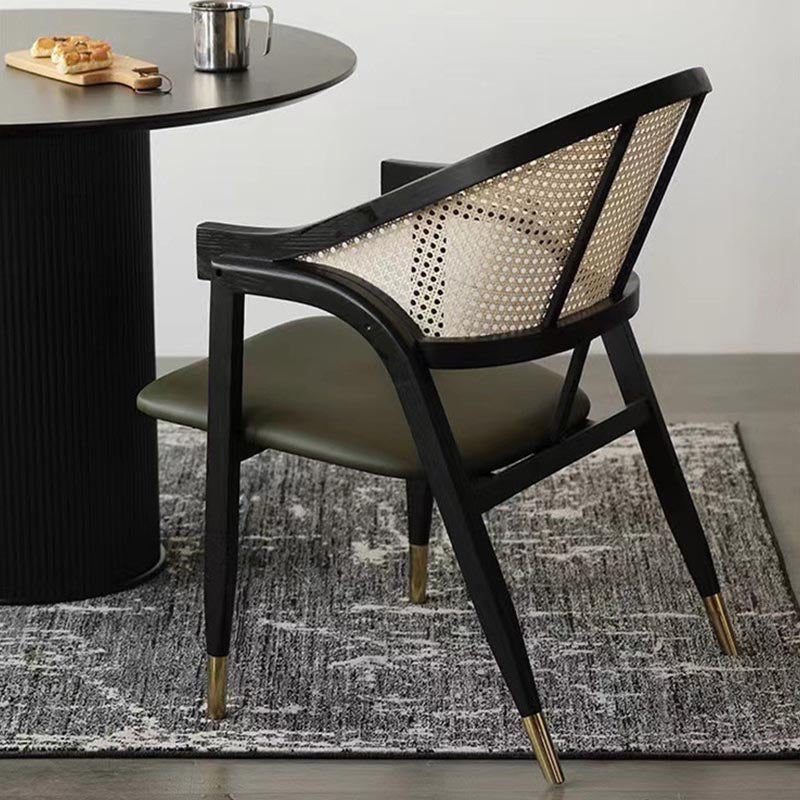 Glam Rattan Dining Chairs Open Back Dining Side Furniture with Wood ...