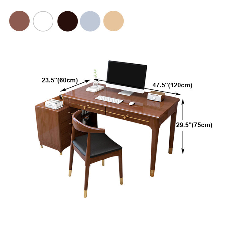 Rubberwood Storage and Drawers Writing Desk Rectangular Office Desk ...
